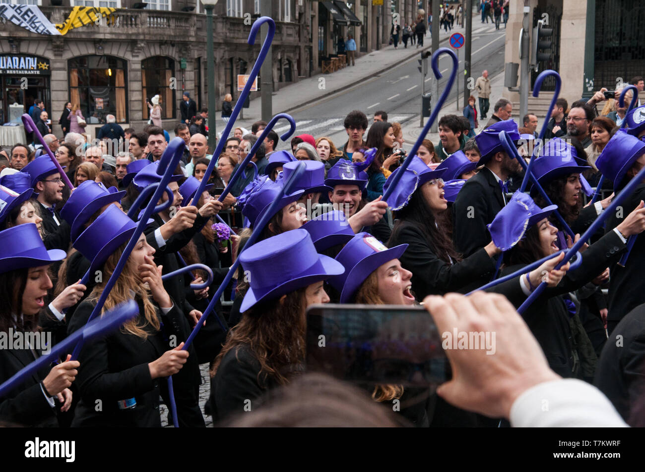 Senior students celebrating their graduation in a public event known as ...