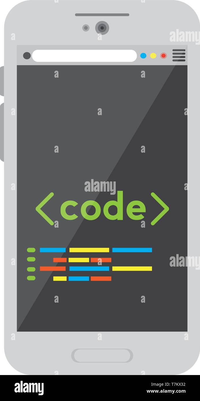Programming code on a smartphone icon Stock Vector Image & Art - Alamy