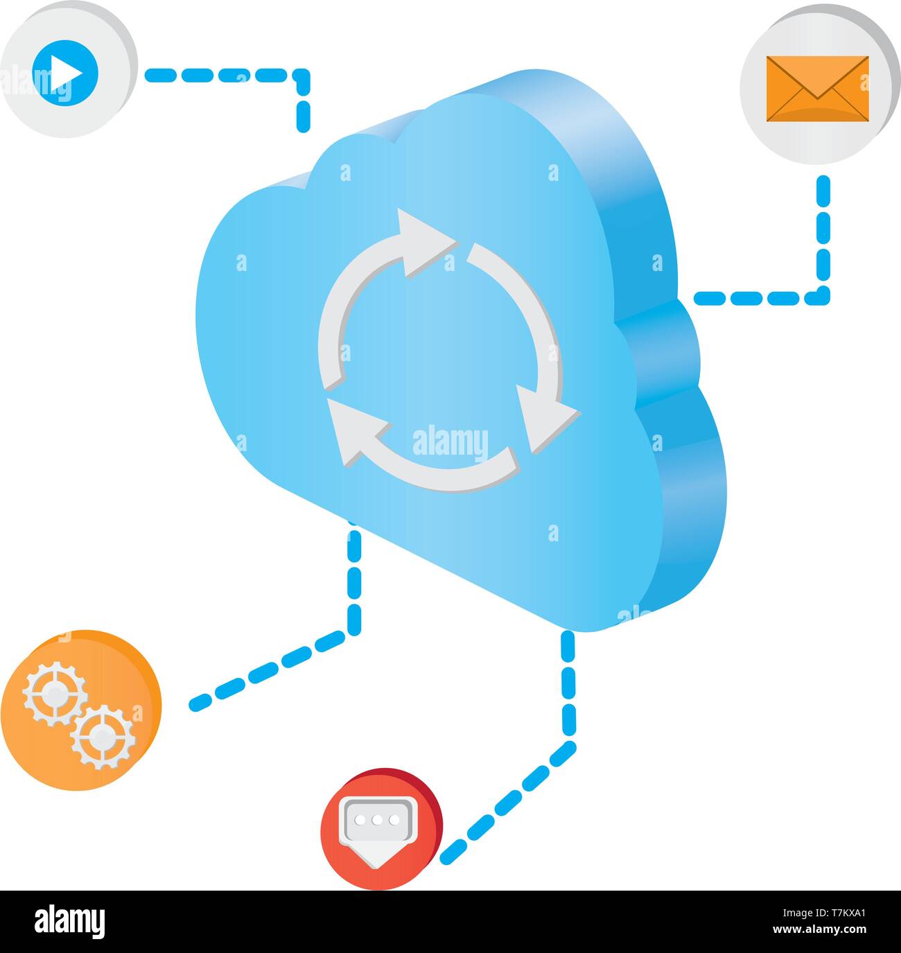 3d cloud computing icon with different symbols Stock Vector Image & Art - Alamy