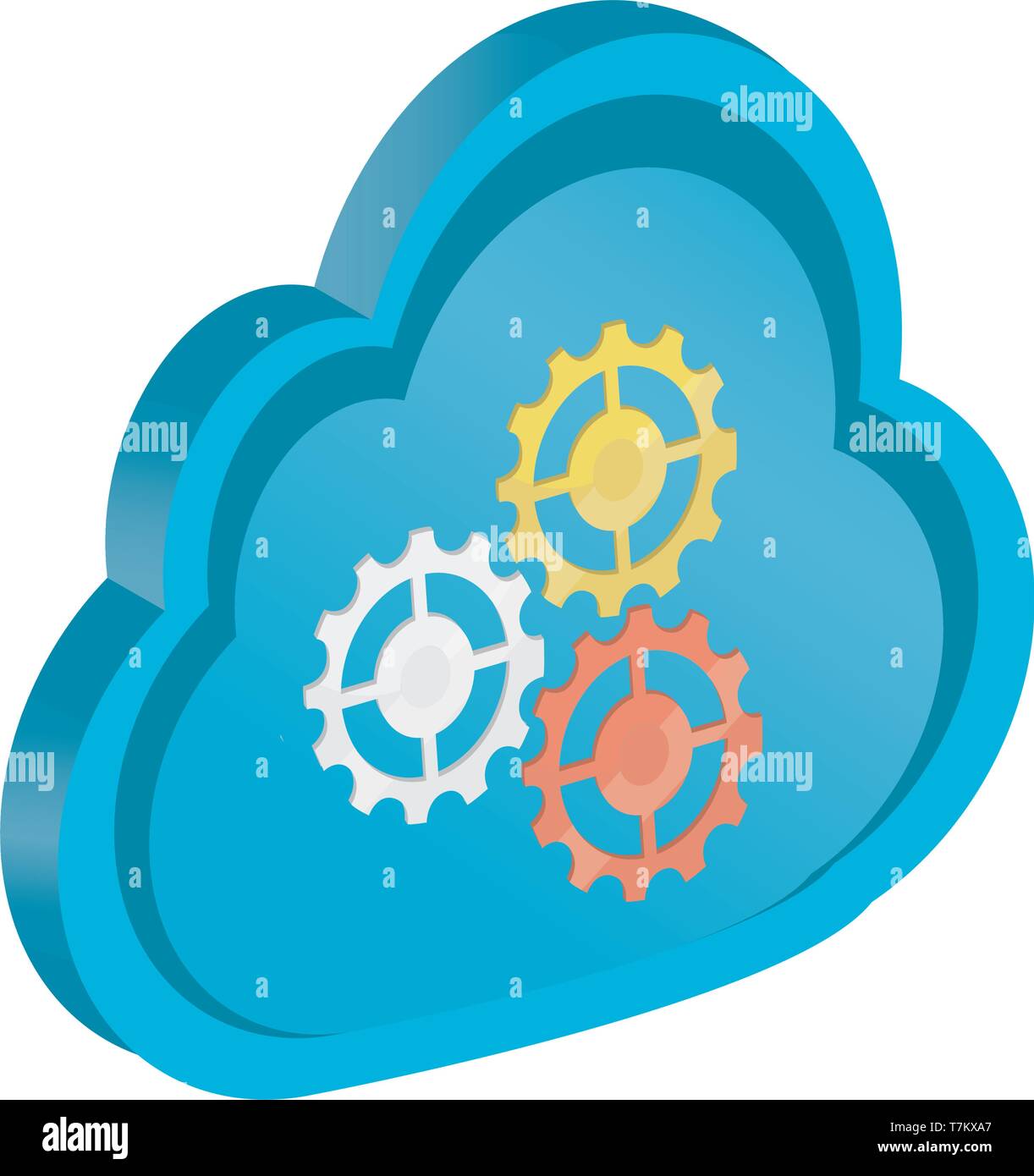 3d cloud computing icon with gear symbols Stock Vector Image & Art - Alamy