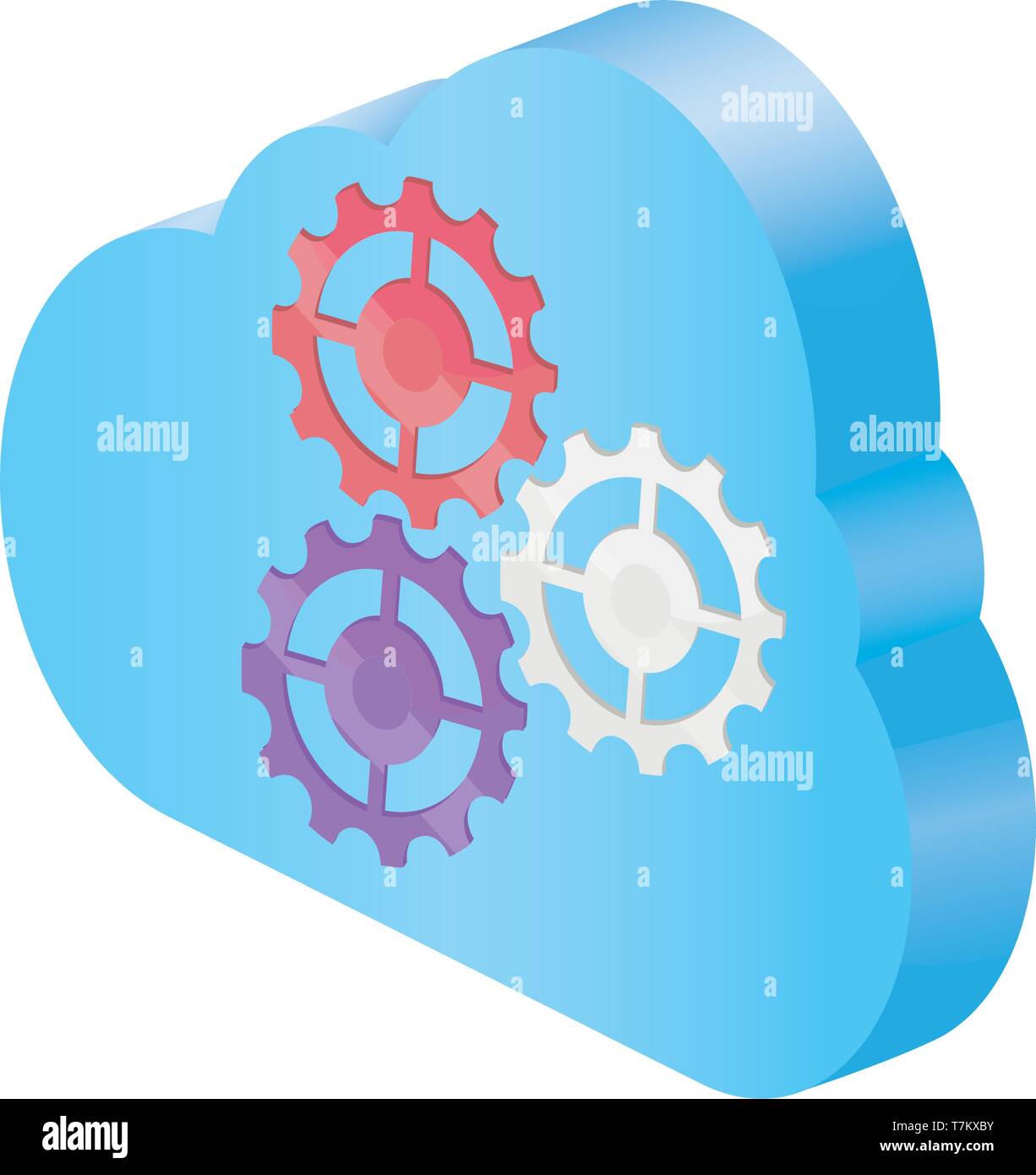 3d cloud computing icon with gear symbols Stock Vector Image & Art - Alamy