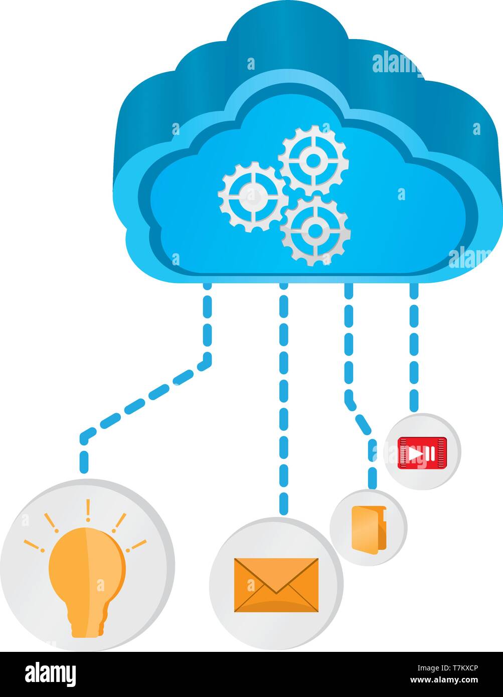 3d cloud computing icon with different symbols Stock Vector Image & Art - Alamy