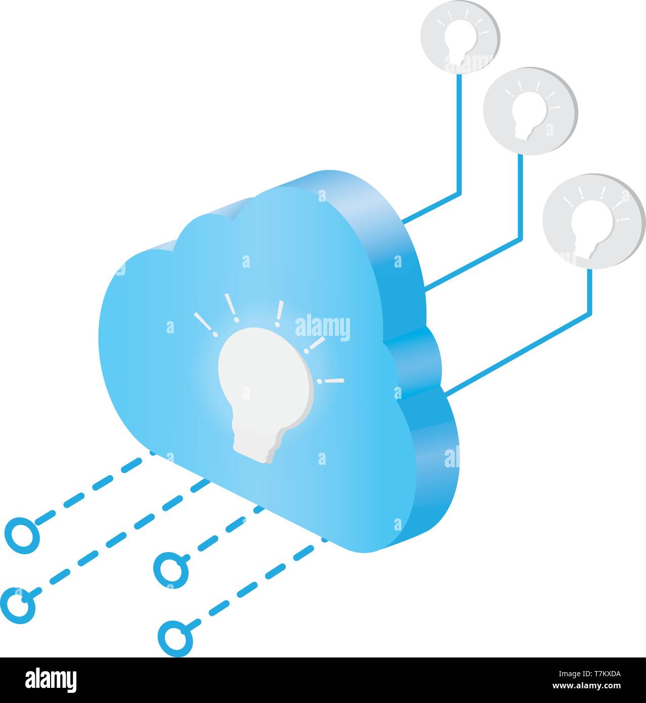 3d cloud computing icon with a lightbulb symbol Stock Vector Image ...