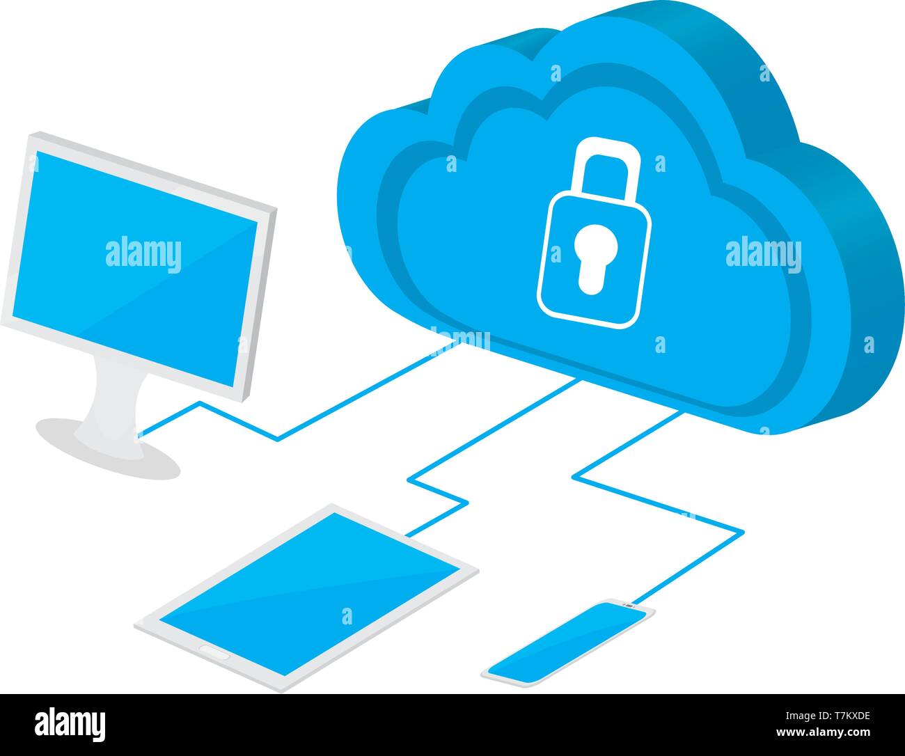 3d cloud computing icon connected to devices Stock Vector Image & Art - Alamy