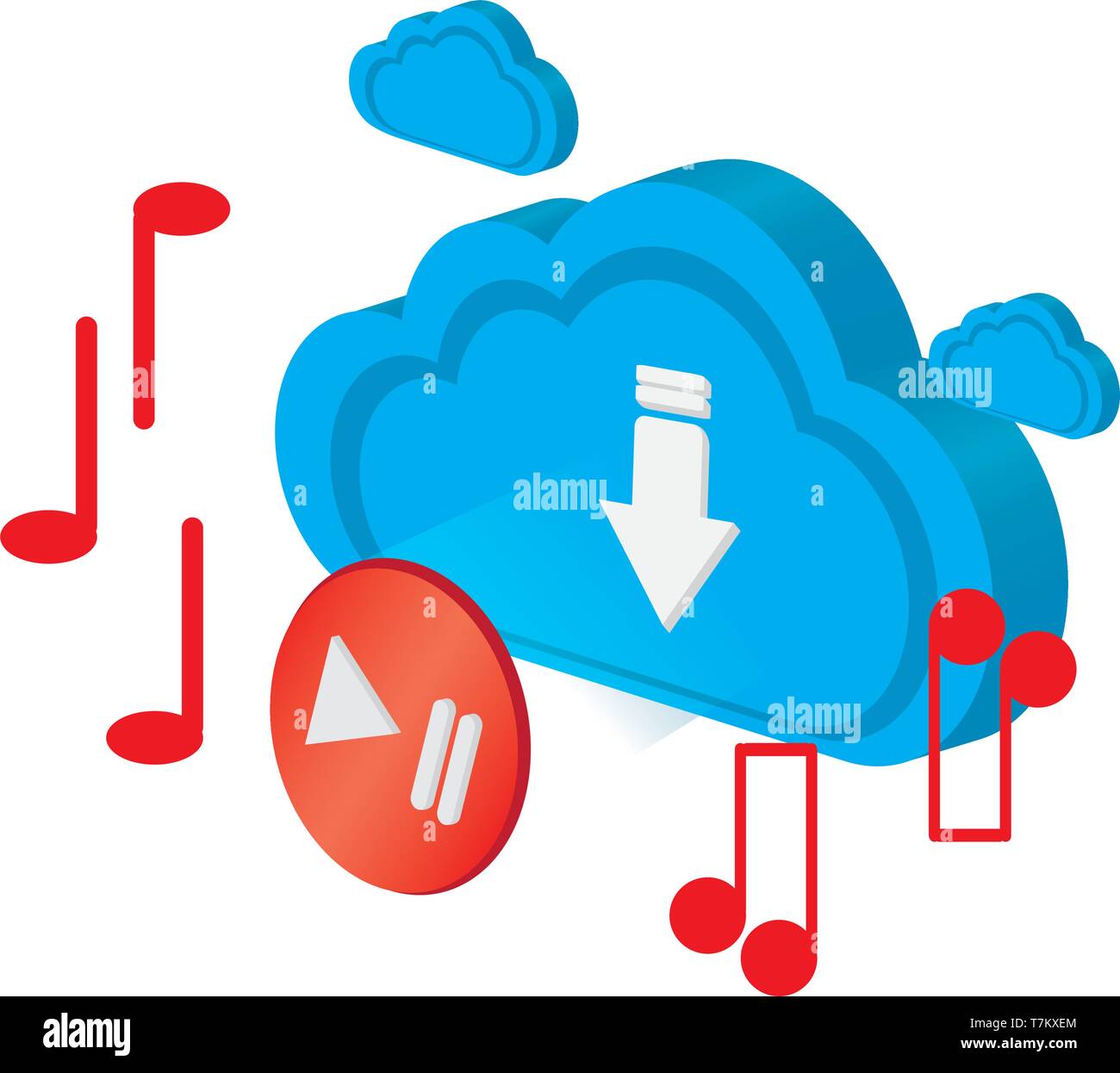 3d cloud computing icon with musical notes Stock Vector Image & Art - Alamy