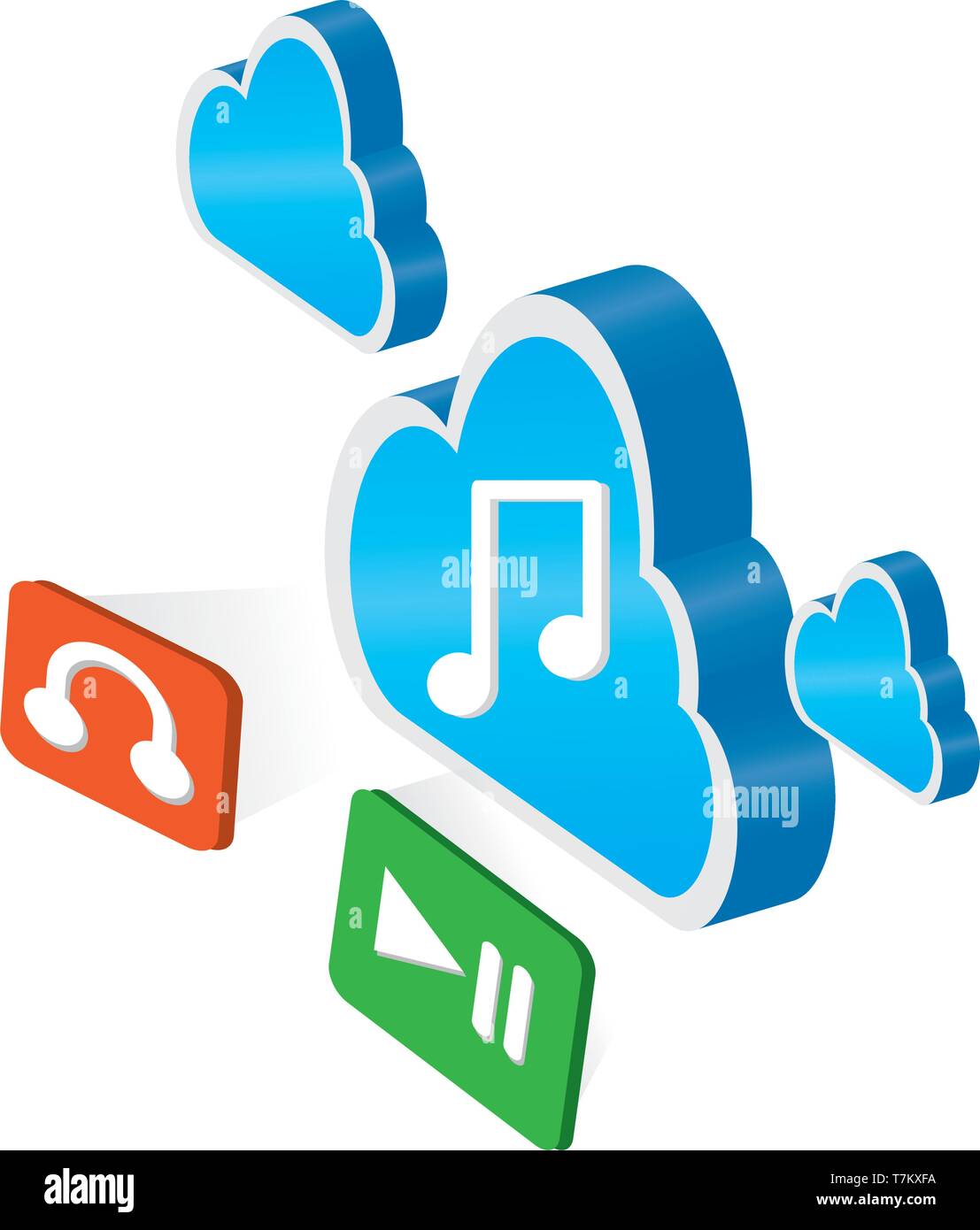 3d cloud computing icon with buttons Stock Vector Image & Art - Alamy