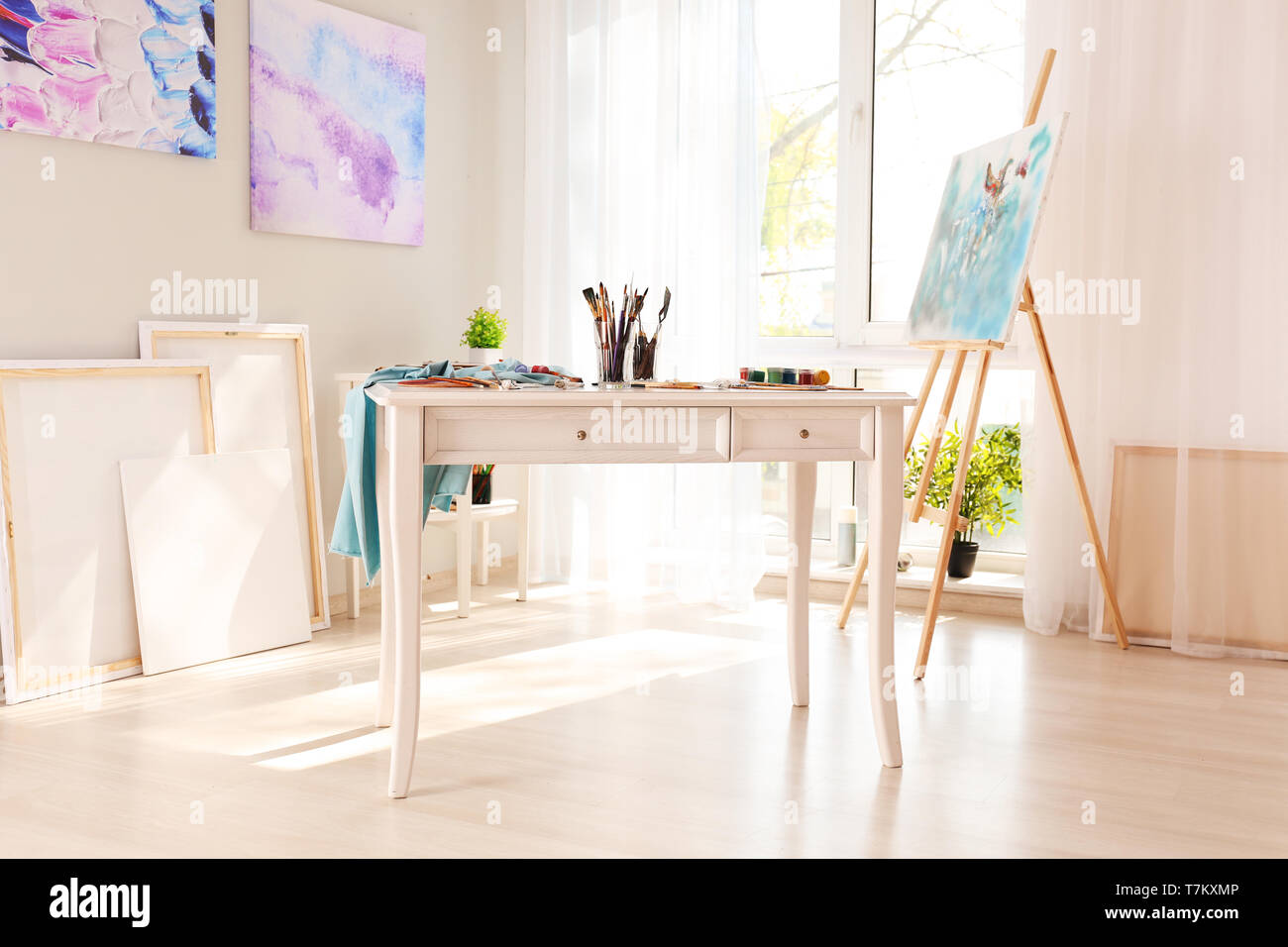 Interior of artist's workshop Stock Photo - Alamy