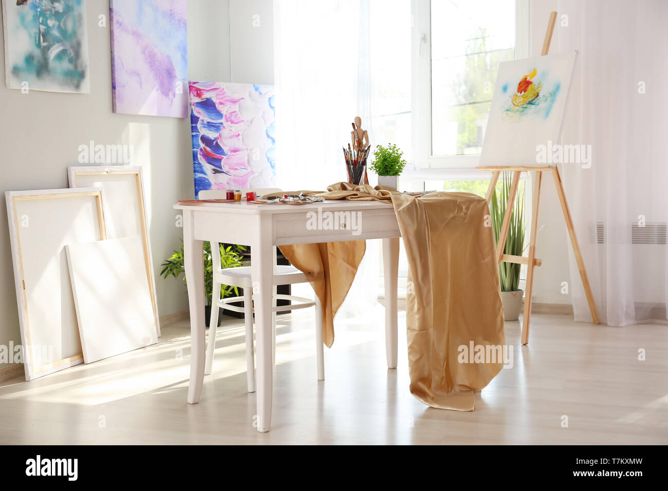 Interior of artist's workshop Stock Photo - Alamy