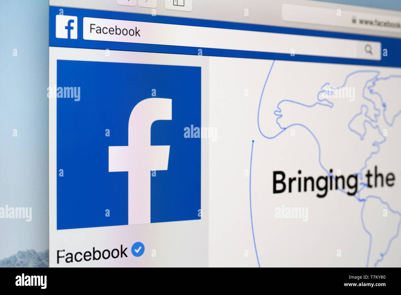 SEPTEMBER 17, 2018: Facebook official page on Facebook. Computer screen ...