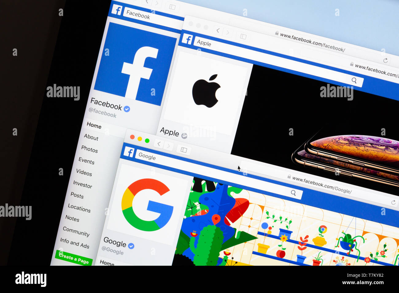 Google apple facebook logo hi-res stock photography and images - Alamy