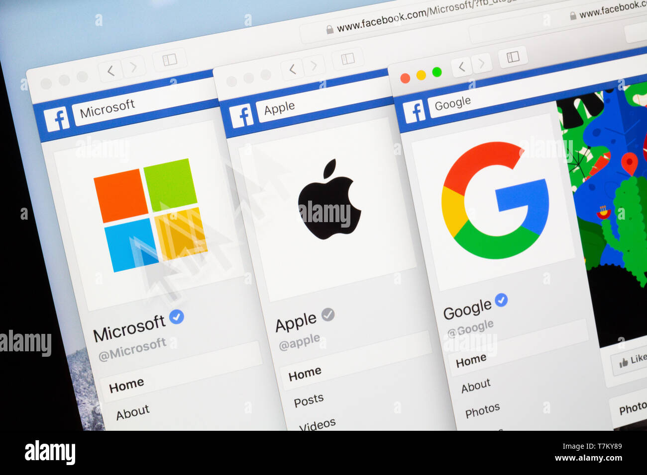 Google apple facebook logo hi-res stock photography and images - Alamy
