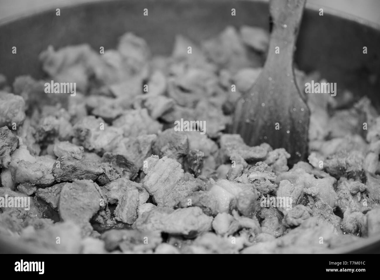 Tasty hot homemade meat Black and White Stock Photos & Images - Alamy