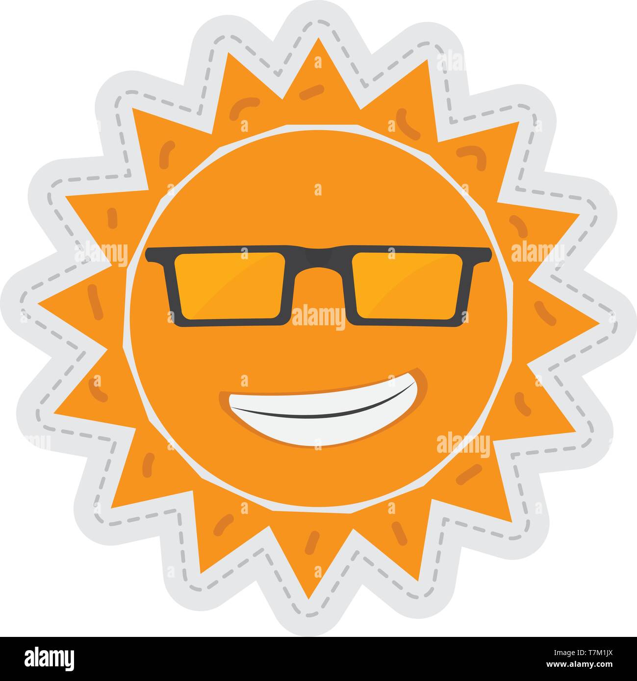 Sun cartoon dotted sticker Stock Vector Image & Art - Alamy