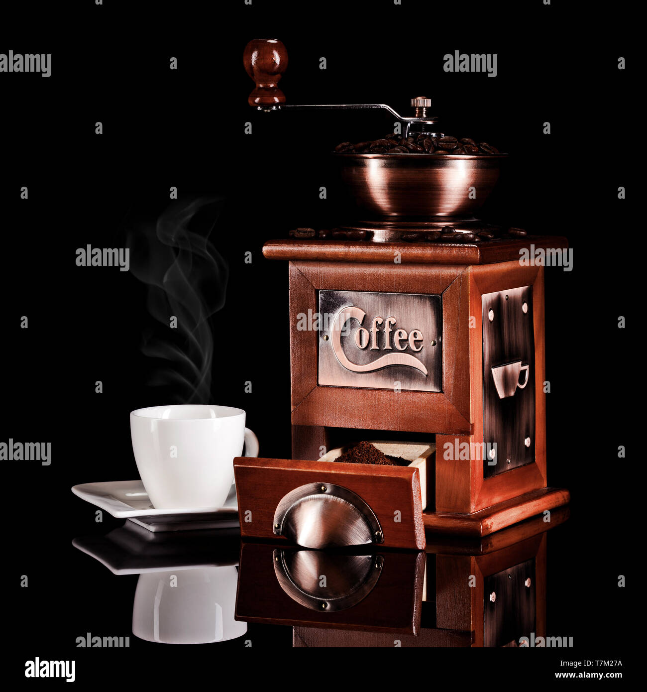 Background cup coffee grinder hi-res stock photography and images - Alamy