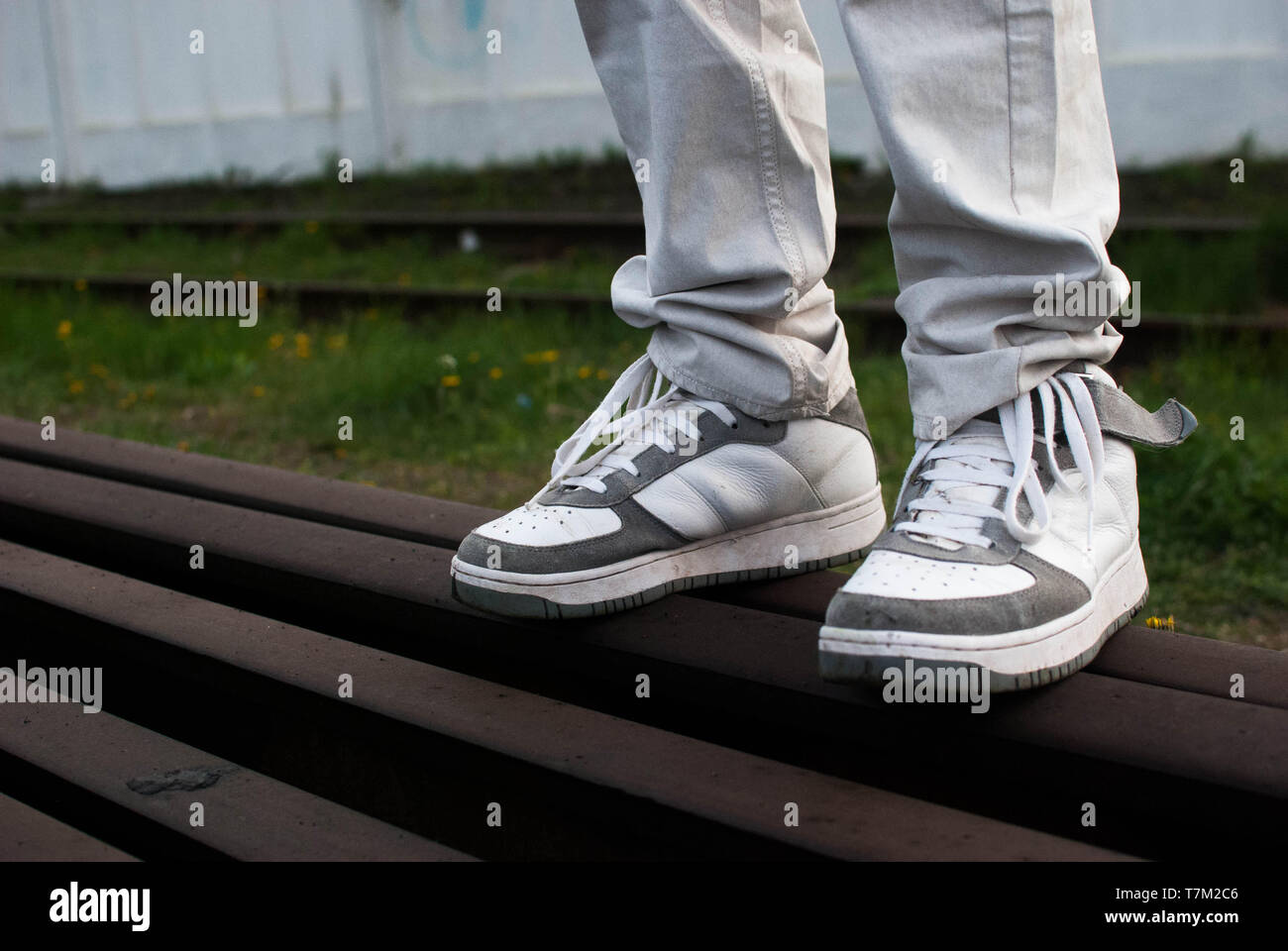 Walking across train line hi-res stock photography and images - Alamy