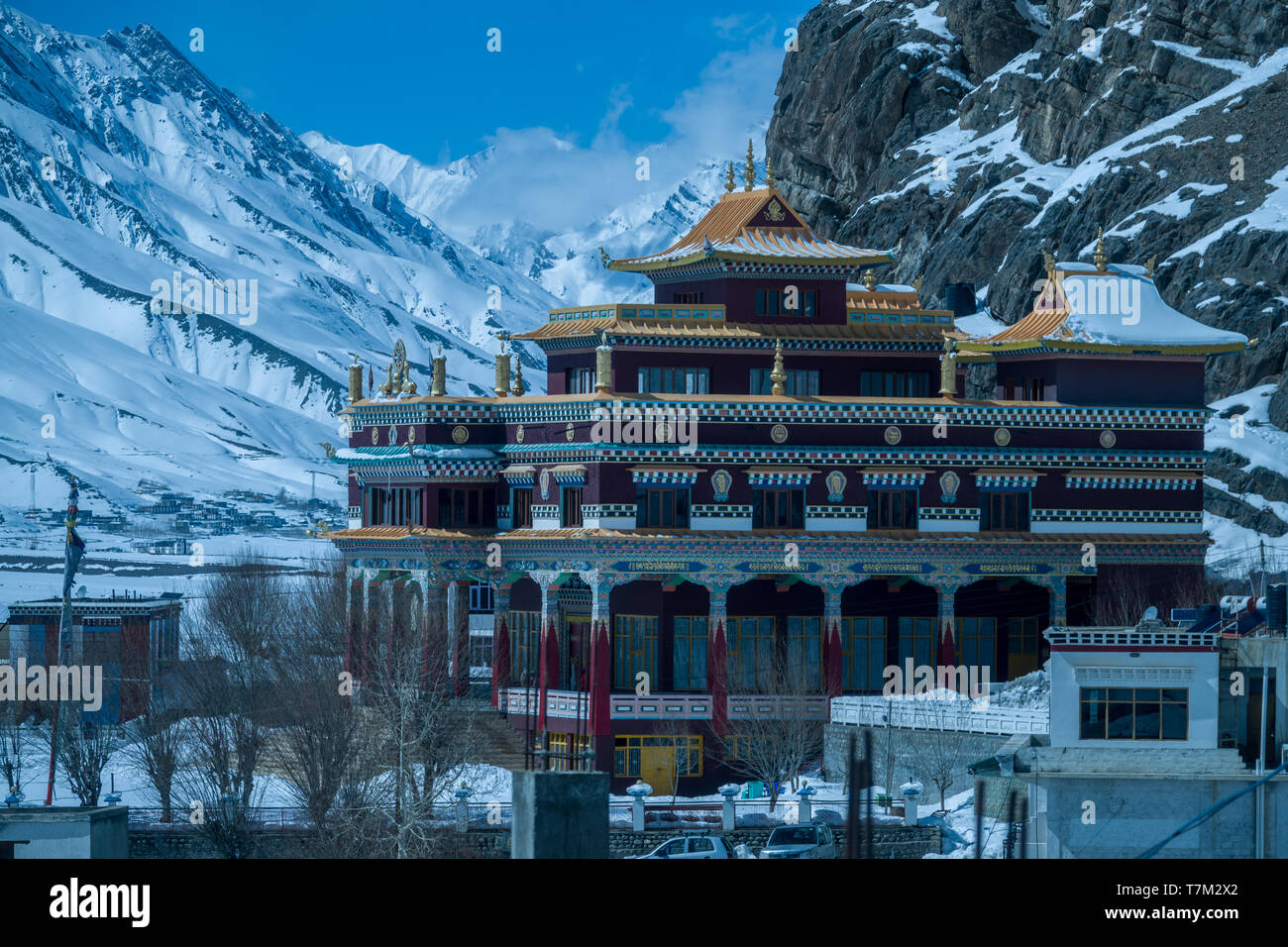 Buddhist monastery in Himalayas, Vintage retro effect filtered hipster ...