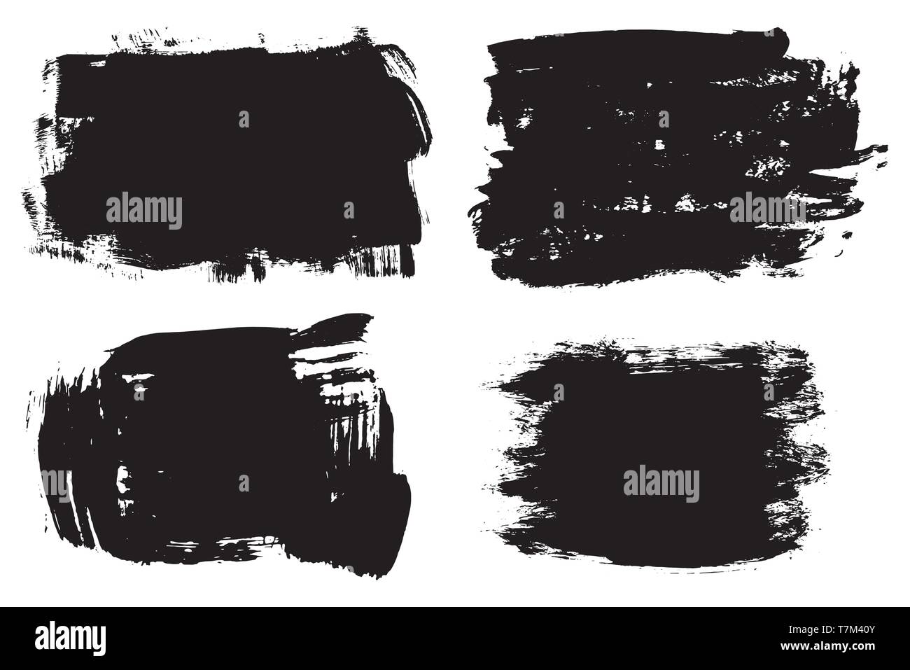 Grunge hand drawn paint brush stripe. Vector black ink brush stroke ...
