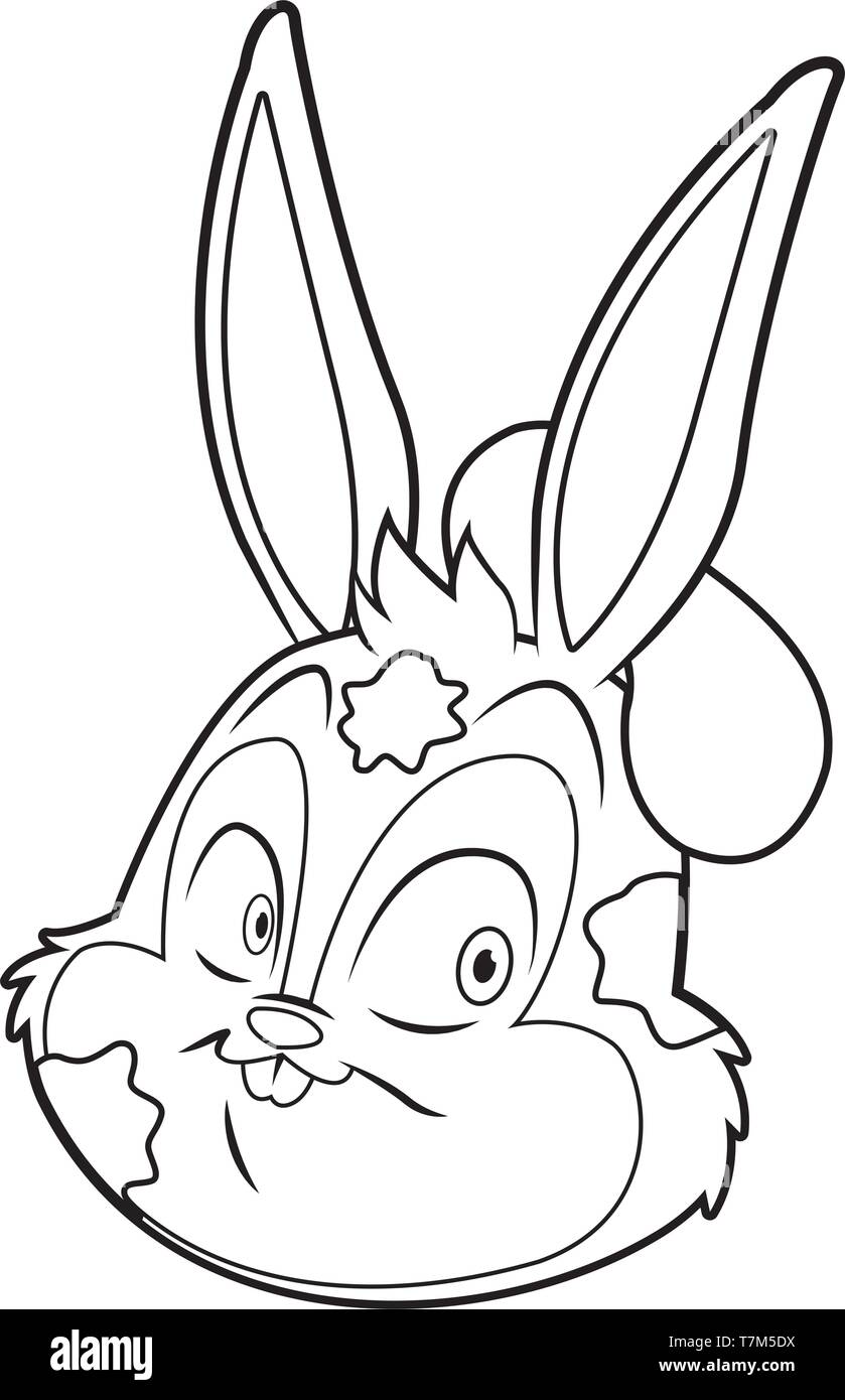 Cute easter bunny portrait artist isolated black and white Stock Vector ...