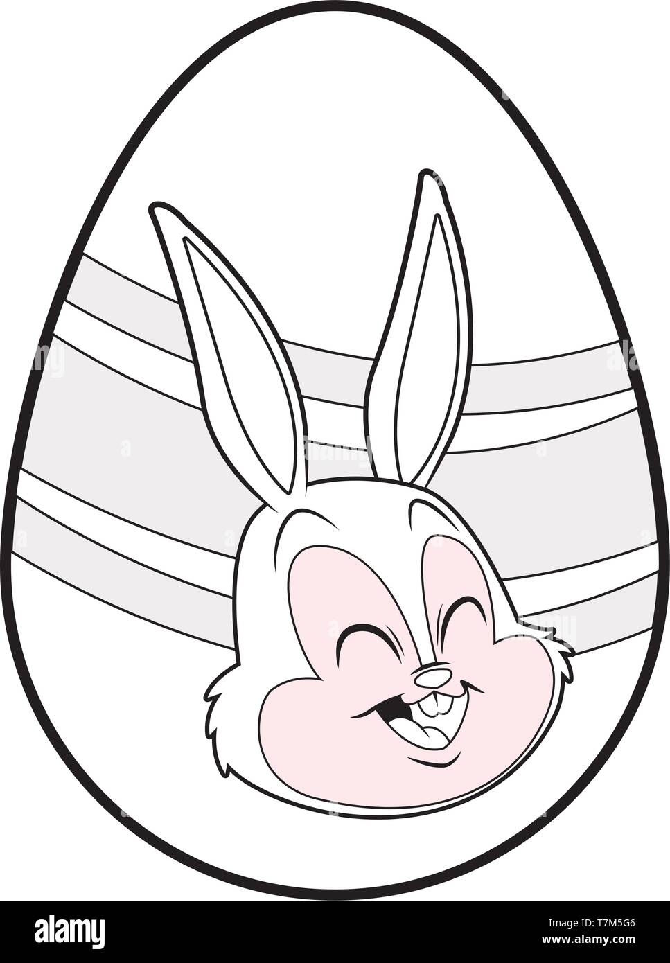 Colorful easter egg bunny portrait black and white Stock Vector Image ...