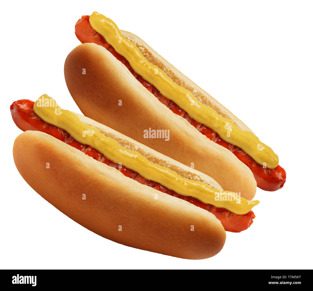 fresh american hot dog with mustard on white background isolate Stock ...