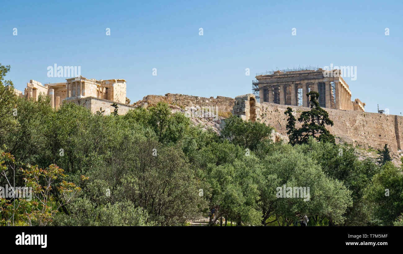 Parthenon temple in Acropolis at Athens, center on Athens, Greece Stock ...