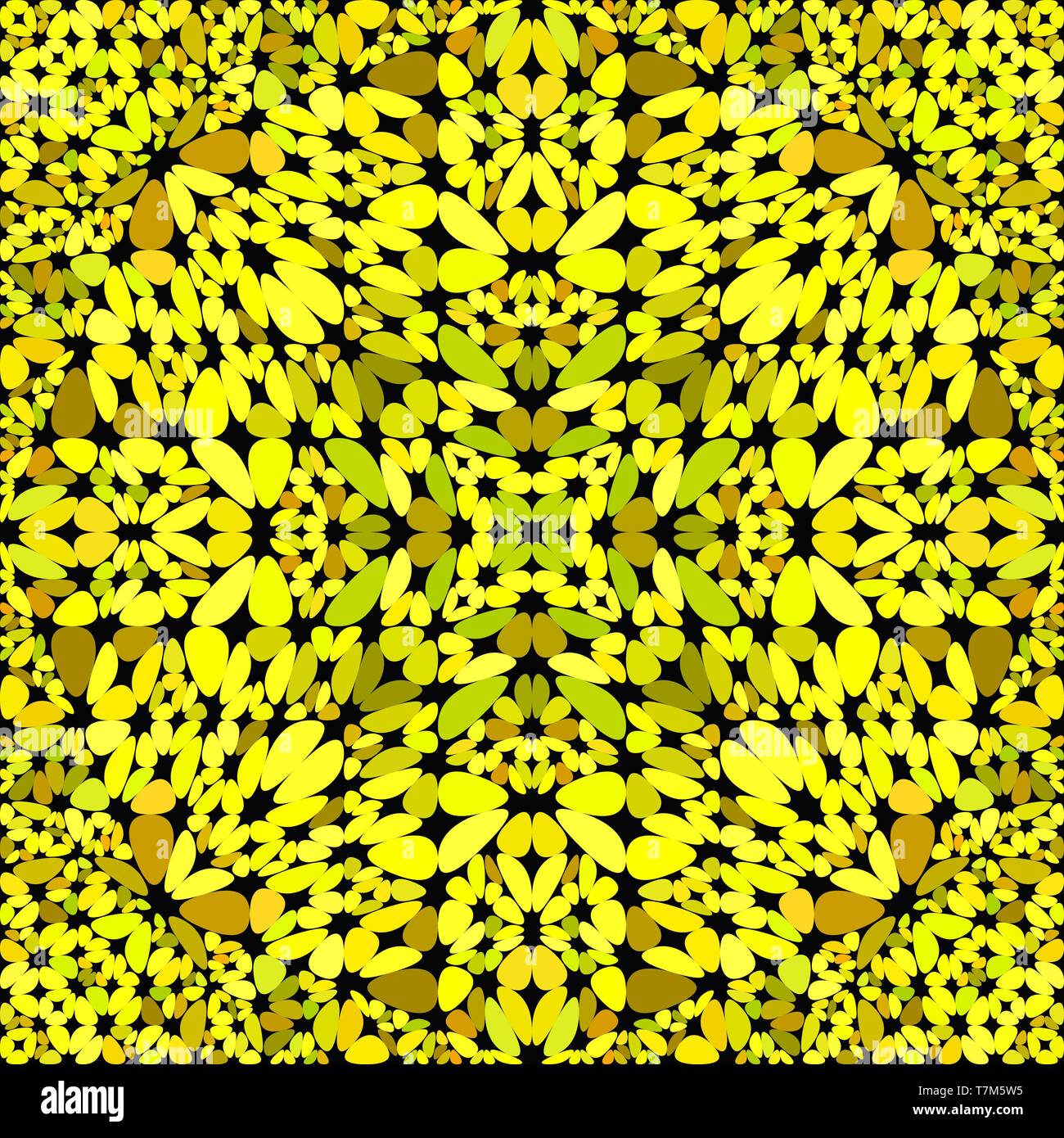 Yellow repeating floral mosaic pattern wallpaper - vector background ...