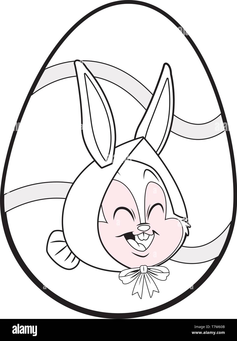 Colorful easter egg bunny portrait black and white Stock Vector Image ...