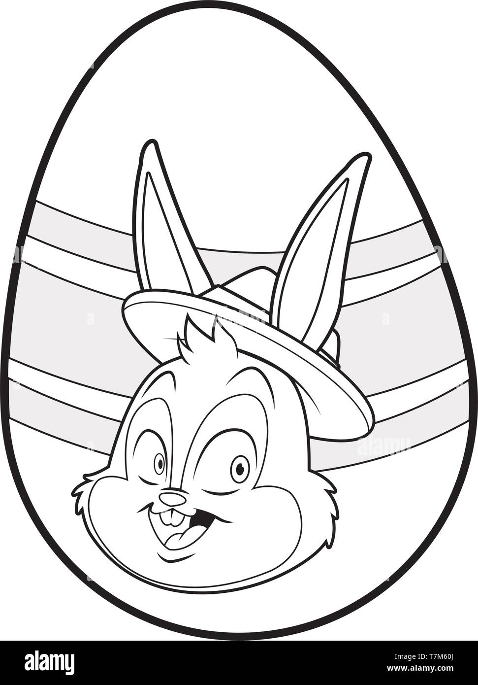 Colorful easter egg bunny portrait black and white Stock Vector Image ...