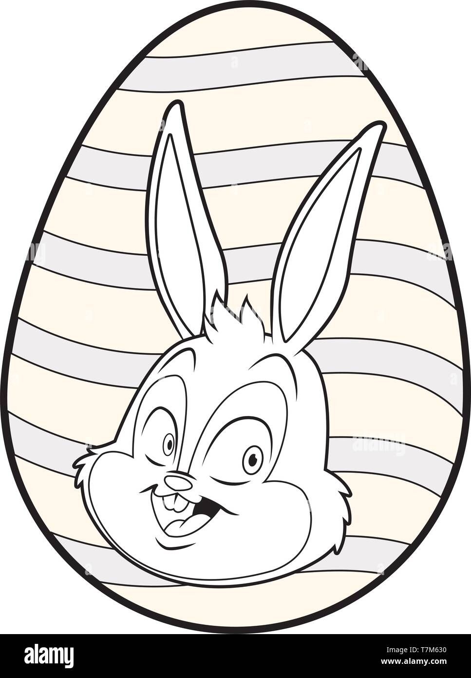 Colorful easter egg bunny portrait black and white Stock Vector Image ...