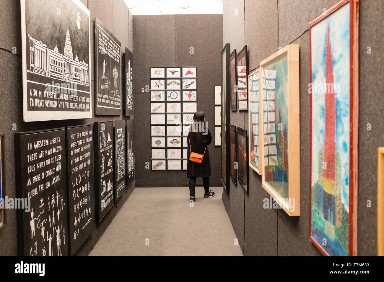 New York, NY - May 3, 2019. Spectators in the narrow corridors of The ...