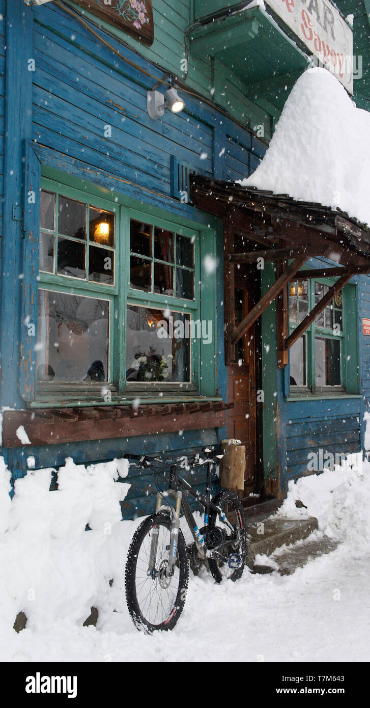 The Savoy Bar in deep snow Stock Photo - Alamy