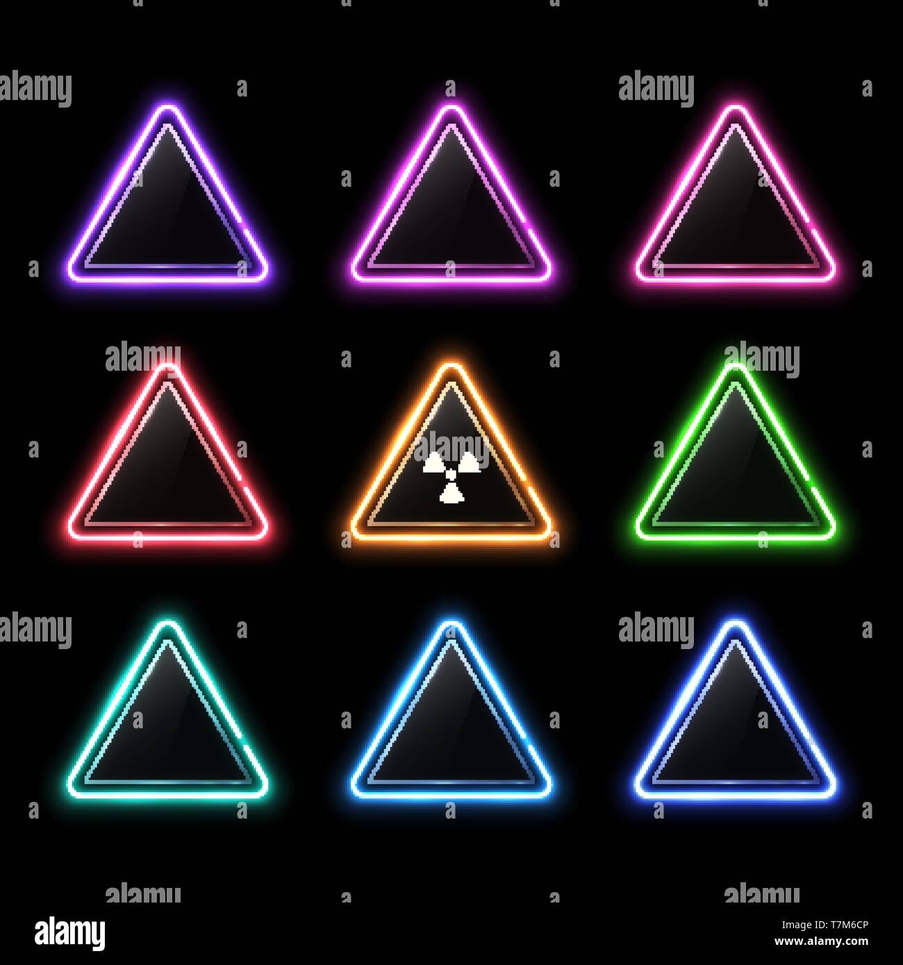 Neon safety triangle sign Stock Vector Images - Alamy