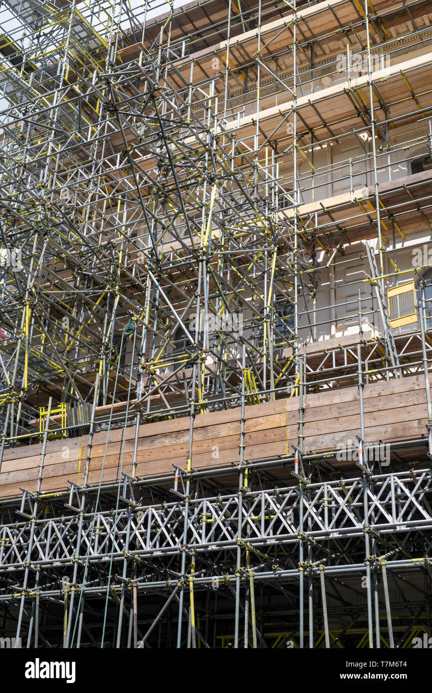 Scaffolding on a house. Ennismore Gardens Mews, South Kensington, City ...