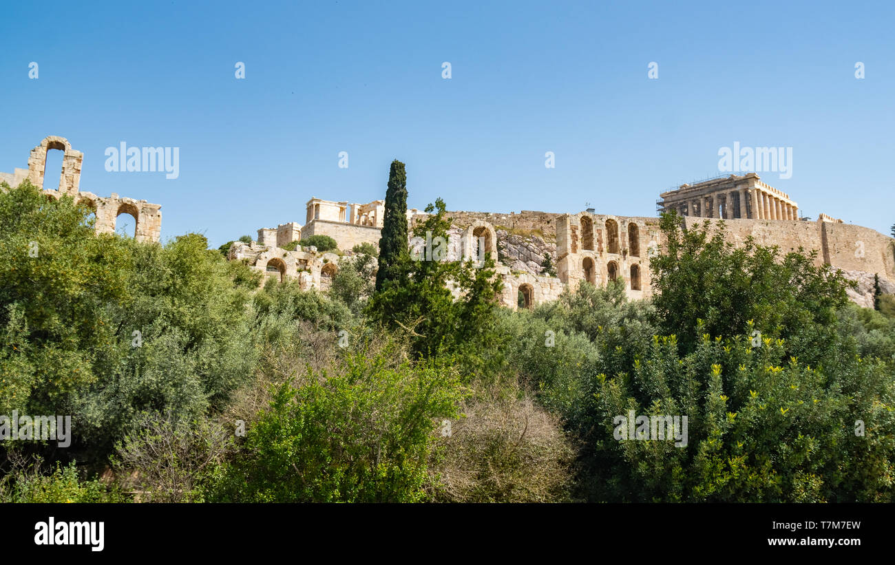 Parthenon temple in Acropolis at Athens, center on Athens, Greece Stock ...