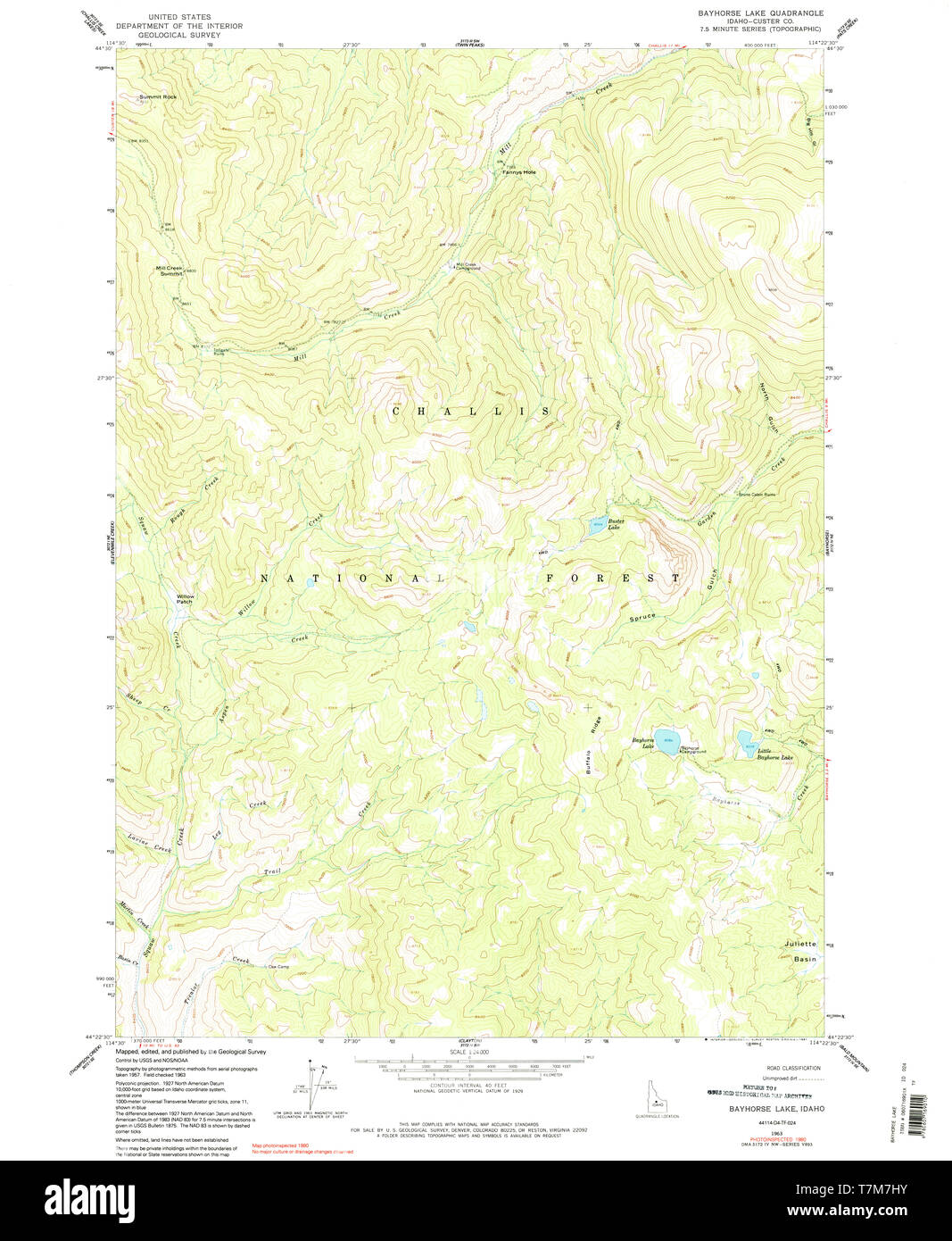 USGS TOPO Map Idaho ID Bayhorse Lake 235187 1963 24000 Restoration ...
