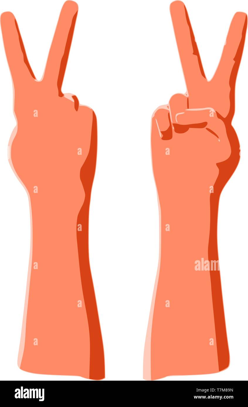 Symbol of victory and peace by two fingers as gesture of success and ...