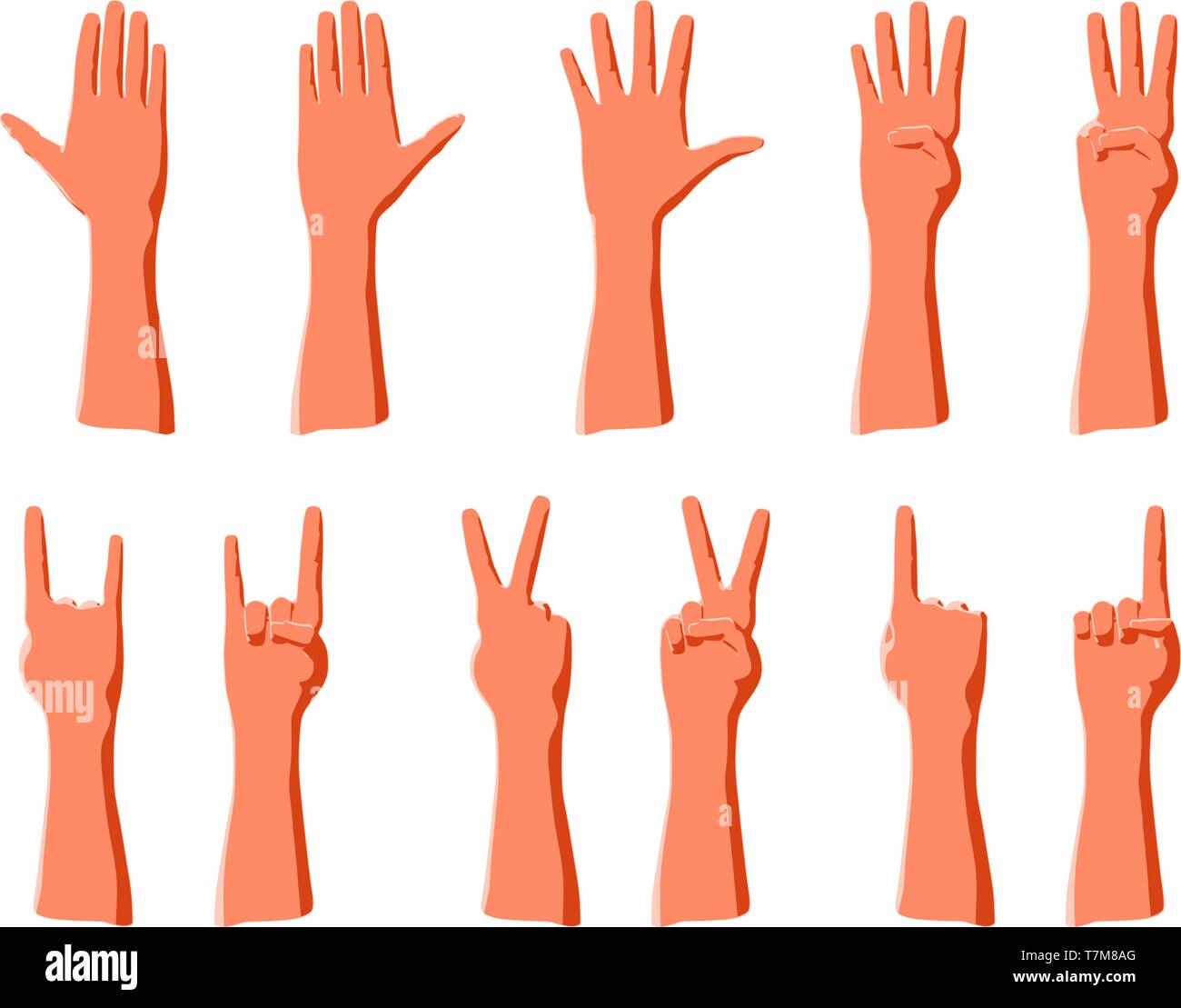 Counting from one to five by hands fingers or abstract gesturing for show emotions Stock Vector ...