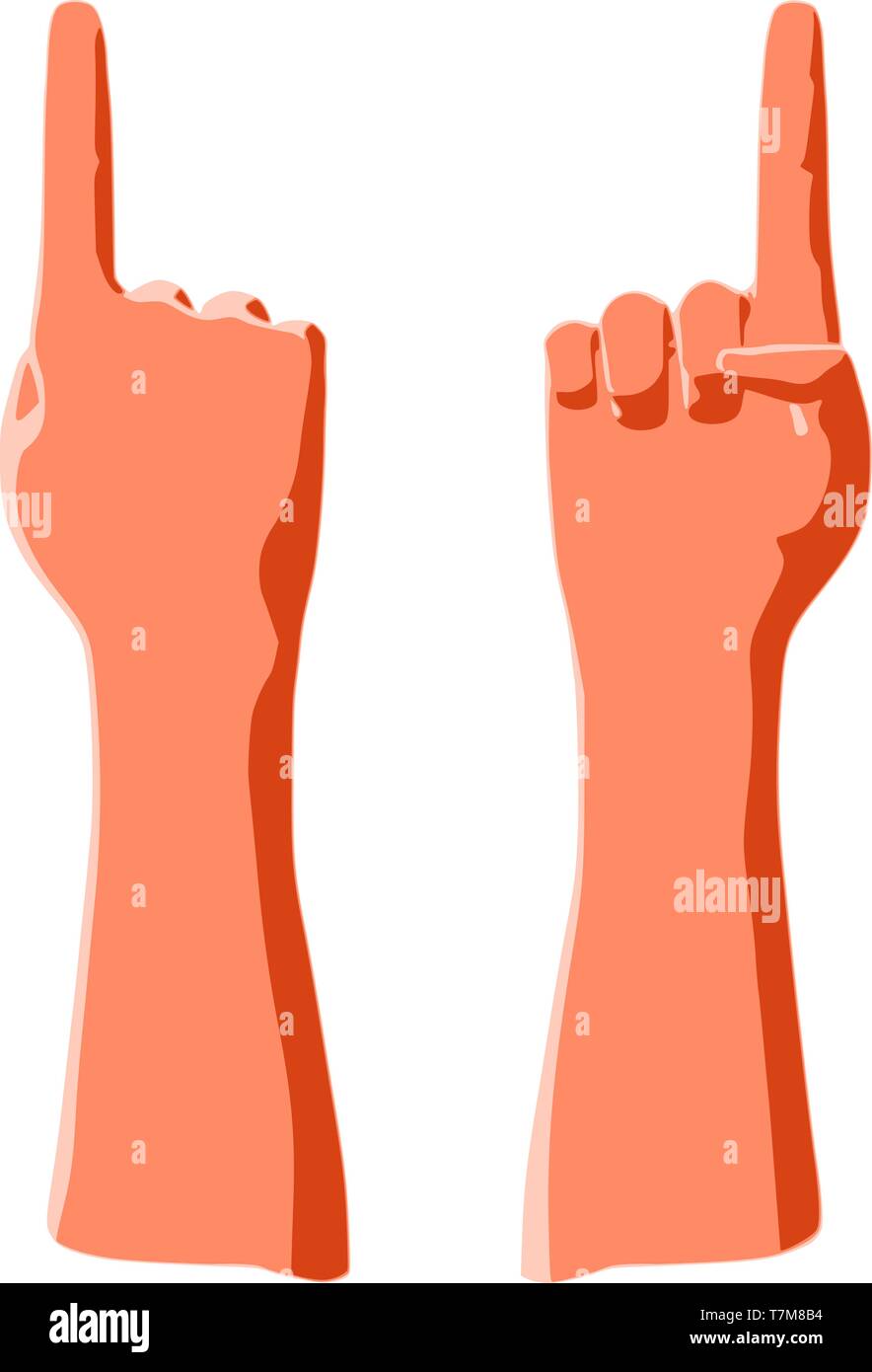 Index finger raised up as pointing gesture or concept of idea showing ...