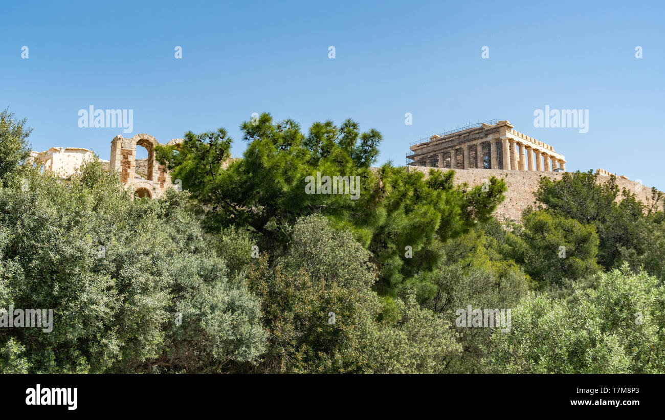 Parthenon temple in Acropolis at Athens, center on Athens, Greece Stock ...