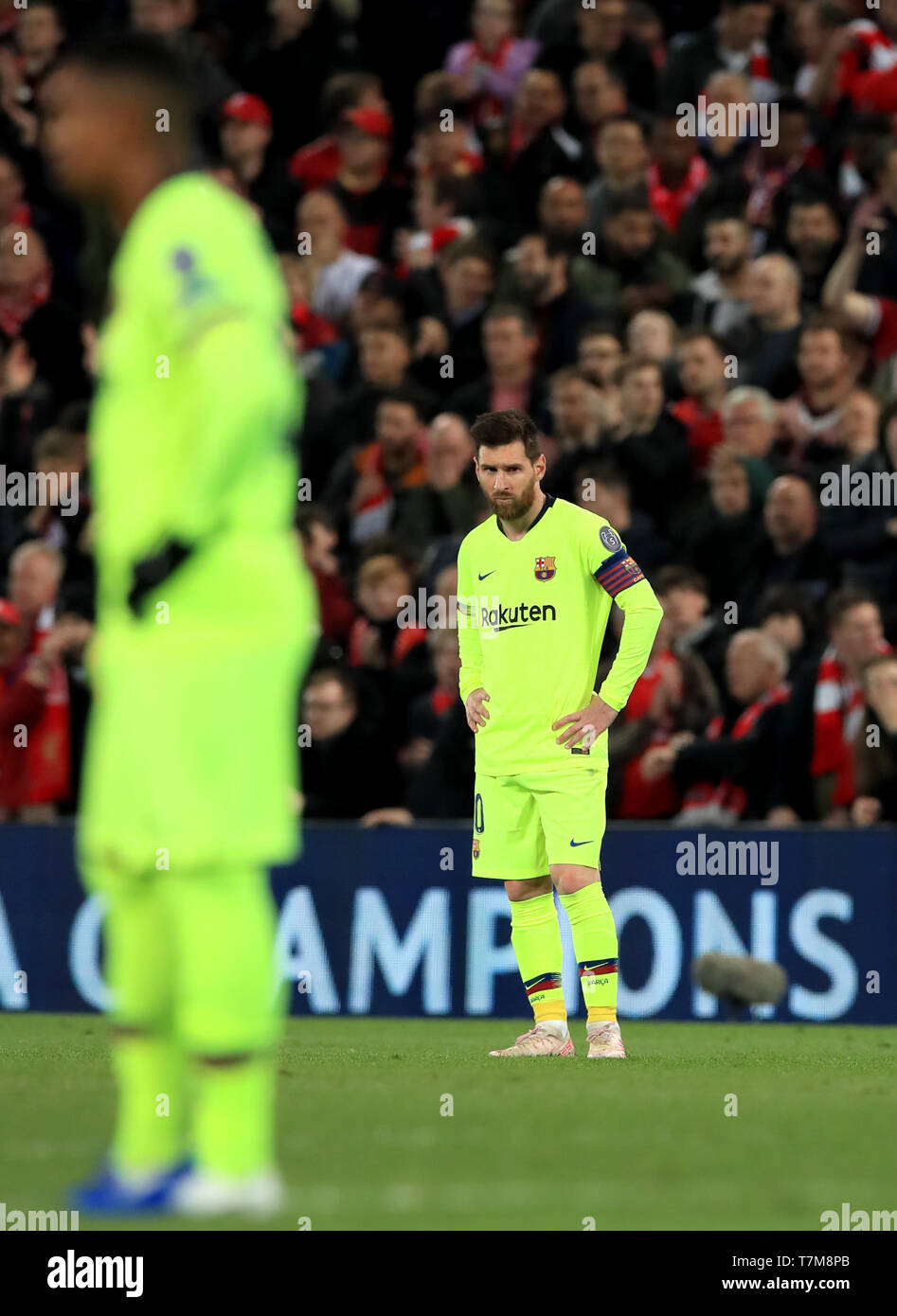 Barcelona's Lionel Messi looks dejected during the UEFA Champions ...