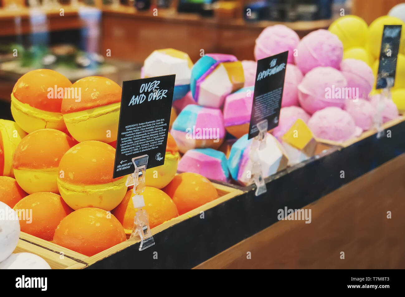 Prague, Czech Republic, August 14, 2017: shop window that sells multi ...