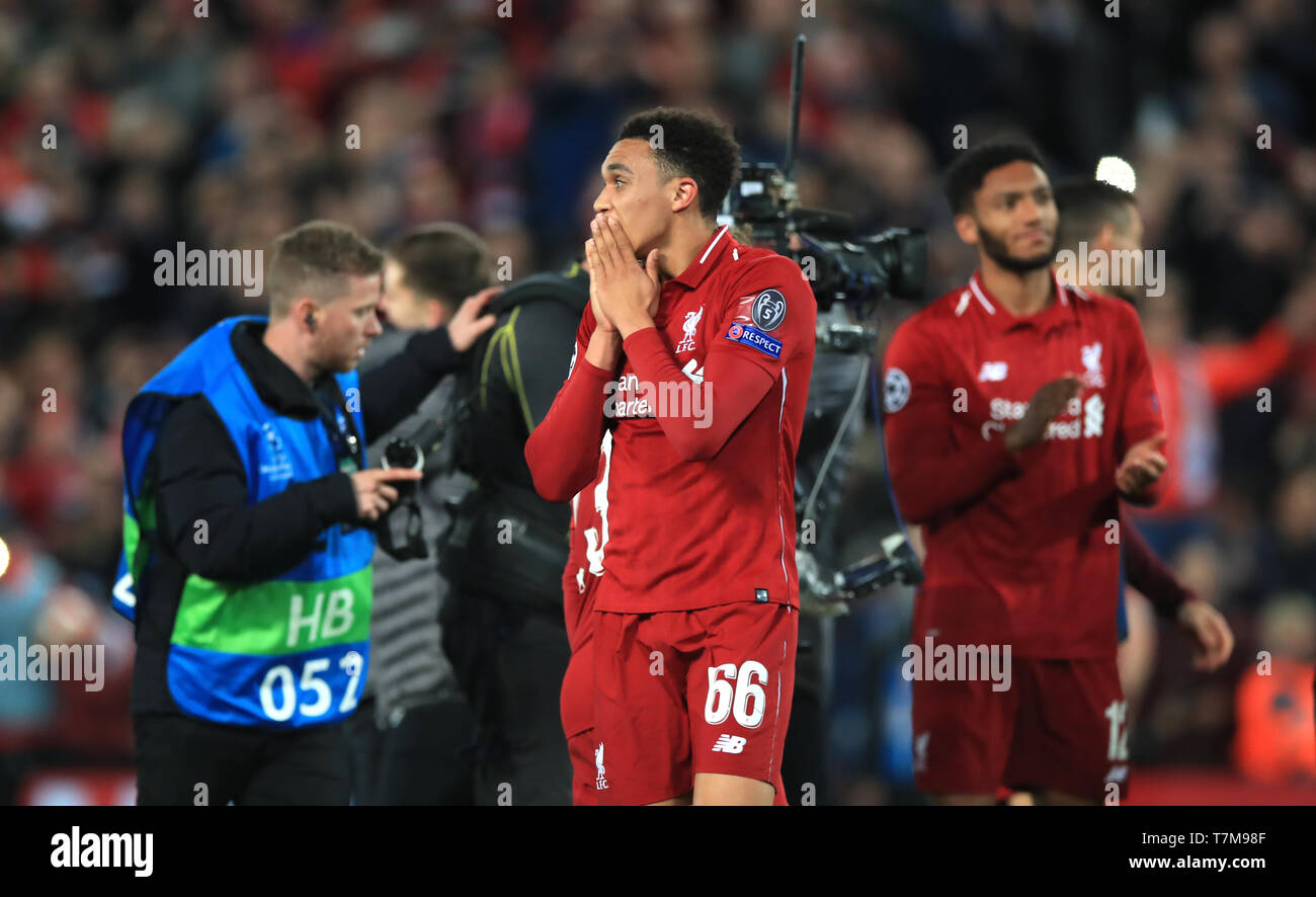 Liverpool's Trent Alexander-Arnold reacts after the UEFA Champions ...