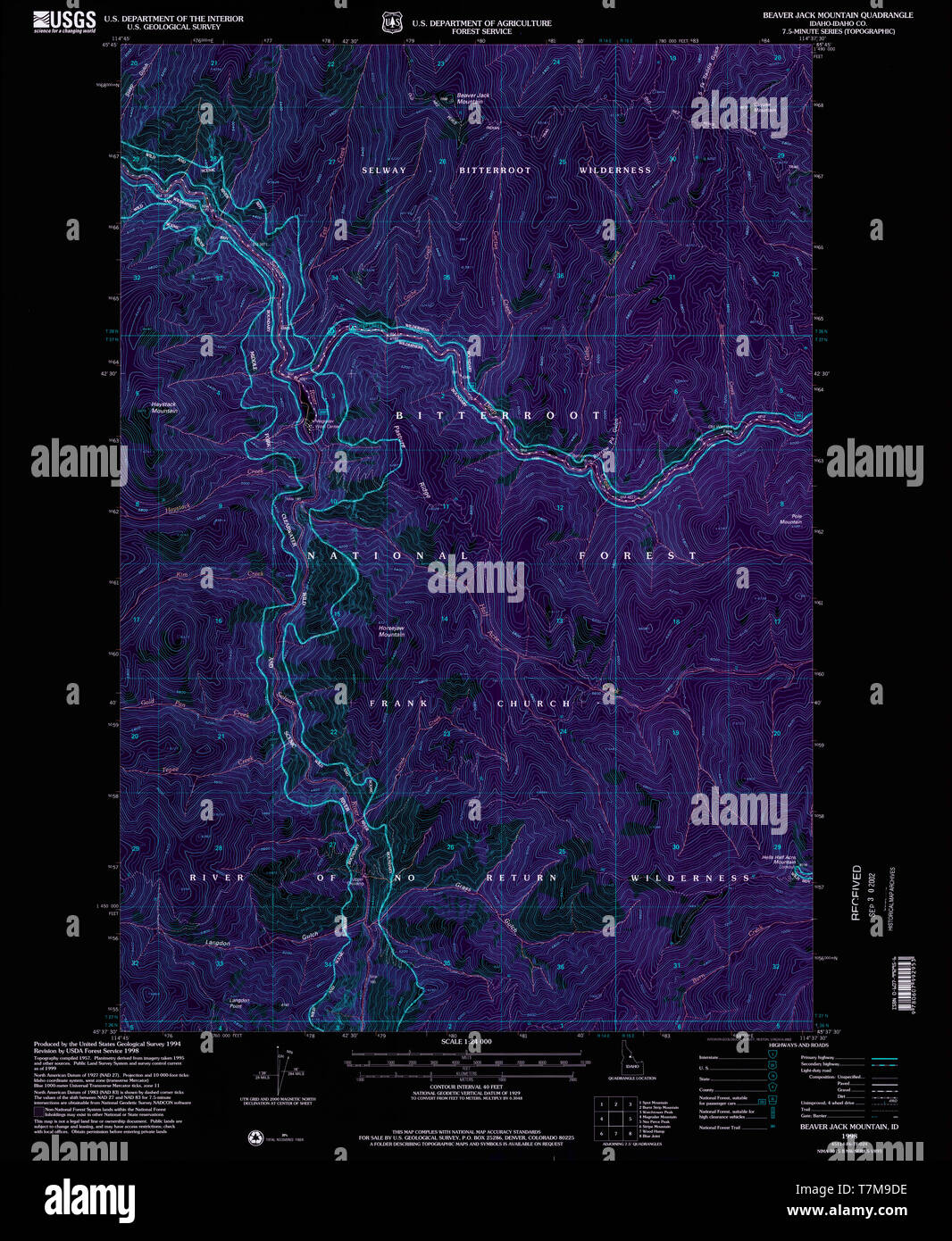 USGS TOPO Map Idaho ID Beaver Jack Mountain 235218 1998 24000 Inverted ...