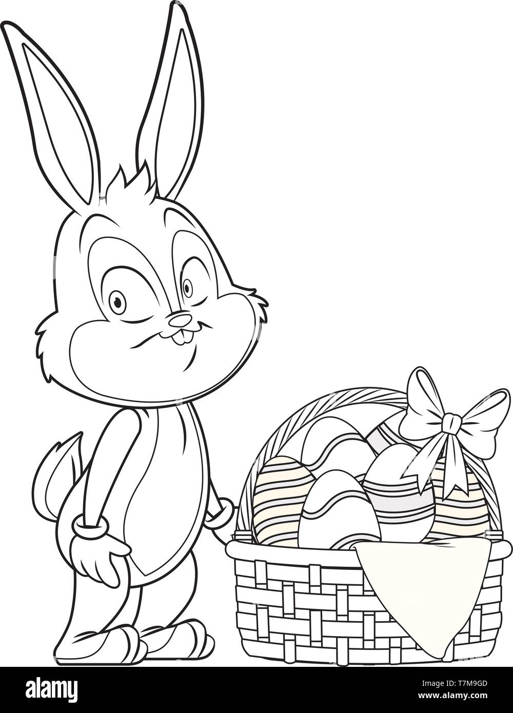 Cute easter bunny celebration black and white Stock Vector Image & Art ...