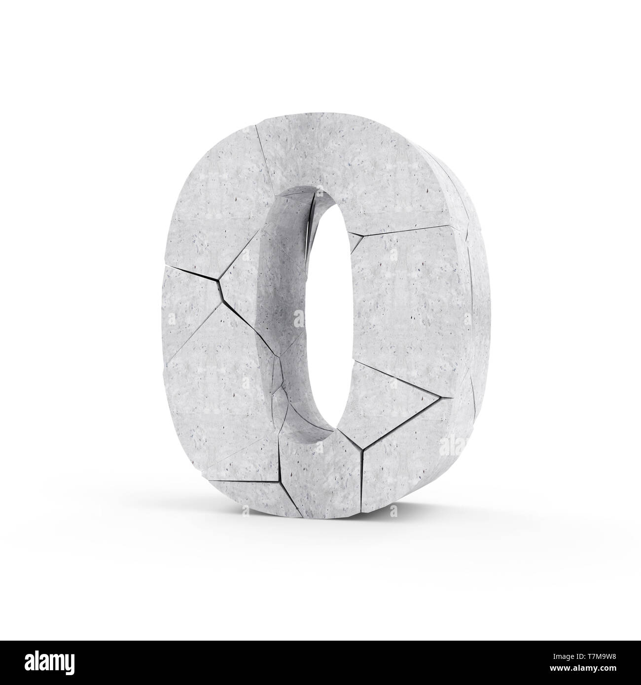 Broken Concrete Numbers isolated on white background (Number 0 Stock ...