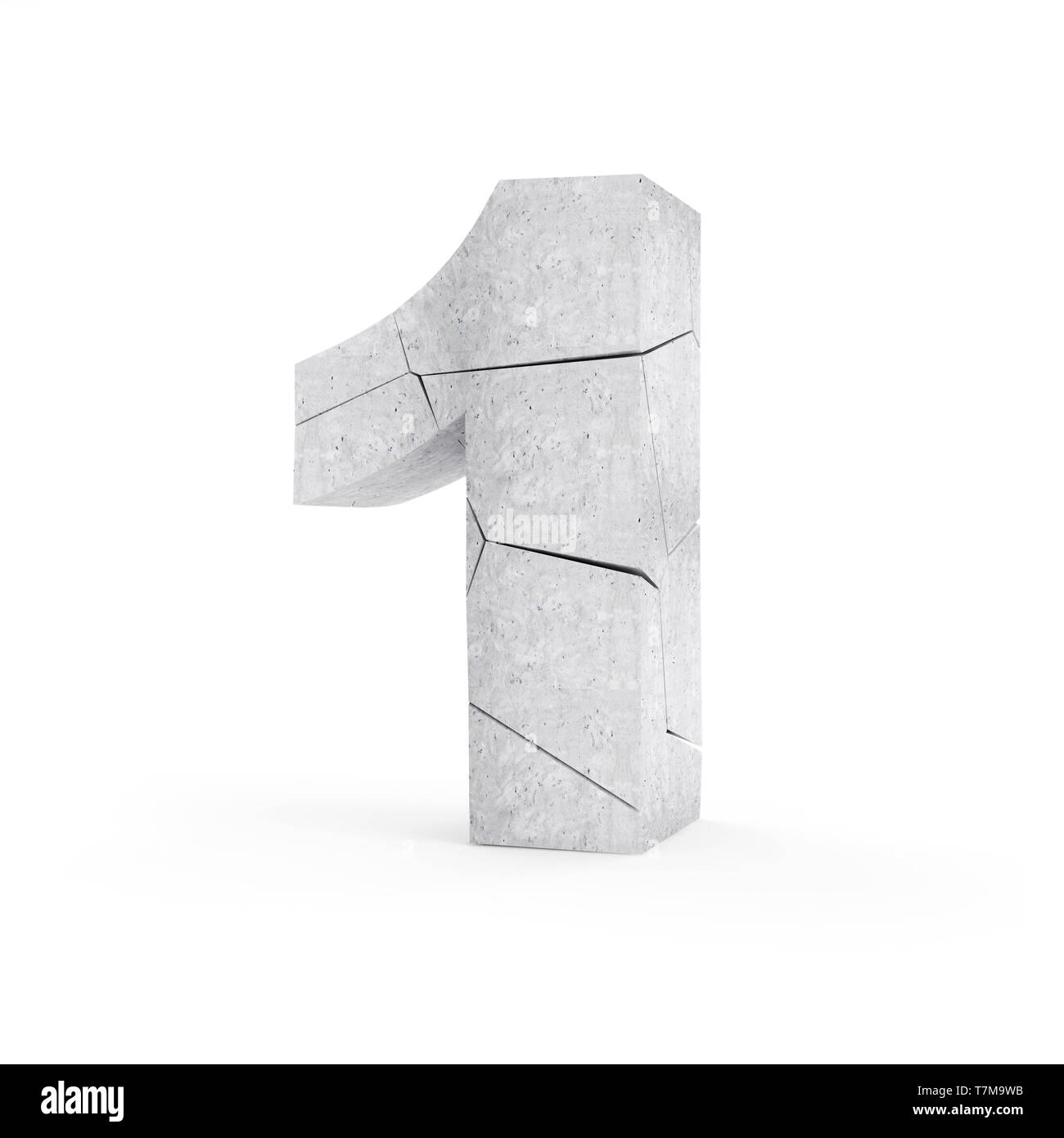 Broken Concrete Numbers isolated on white background (Number 1 Stock ...
