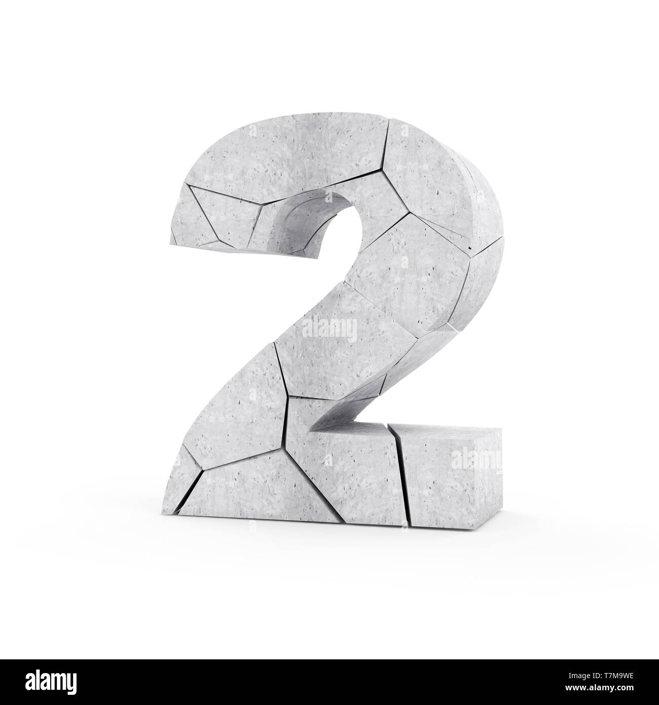 Broken Concrete Numbers isolated on white background (Number 2 Stock ...