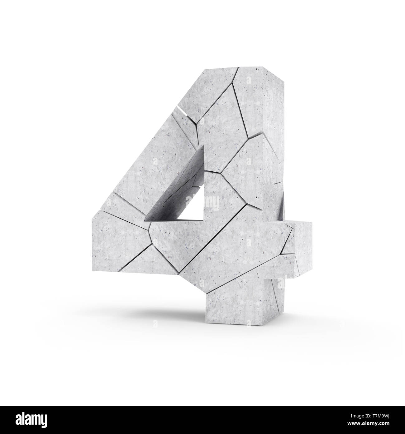 Broken Concrete Numbers isolated on white background (Number 4 Stock ...