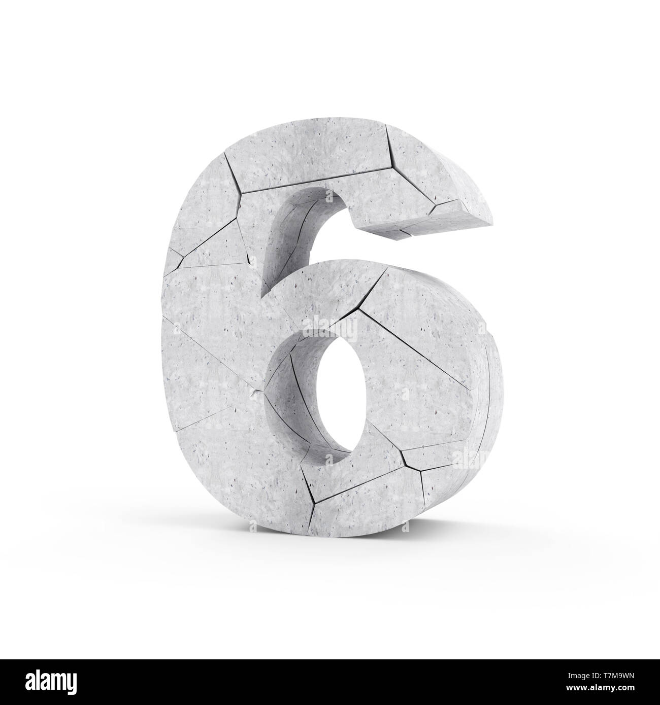 Broken Concrete Numbers isolated on white background (Number 6 Stock ...
