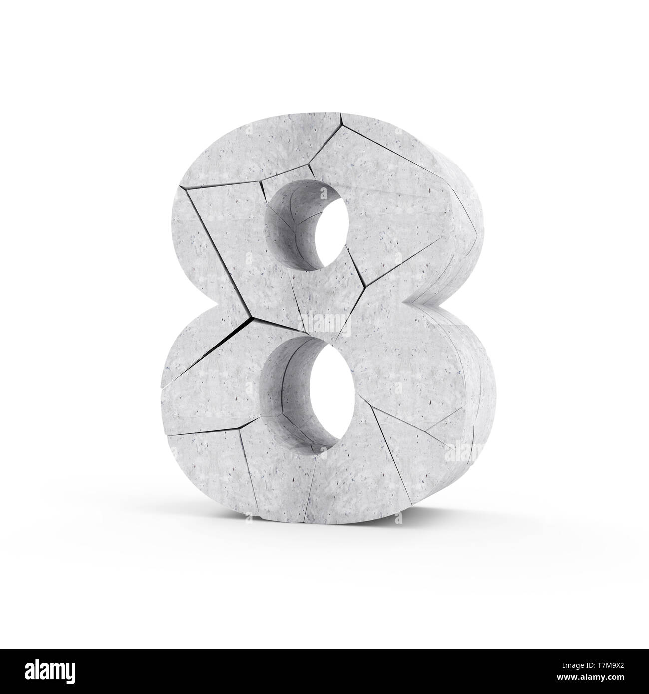 Broken Concrete Numbers isolated on white background (Number 8 Stock ...